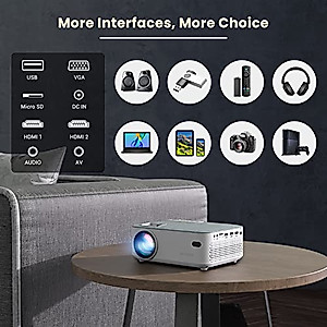 FANGOR 206A Portable Projector -HD Bluetooth Projector for Outdoor MovieS, Mini 1080P Supported Video Projector with Carry Bag & Tripod, Compatible Computer/ Laptop/ SD Cards/PS4/ Xbox