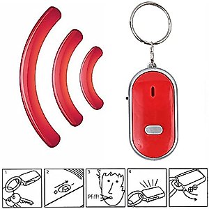 Key Locator, Whistle Key Finder Item Locator Key Chain Locator Voice Control Anti lost Device for Phone Key Chain Wallet Luggage(red)