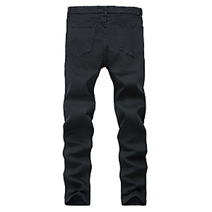 Men's Black Skinny Slim Fit Stretch Straight Leg Fashion Jeans Pants, 31W