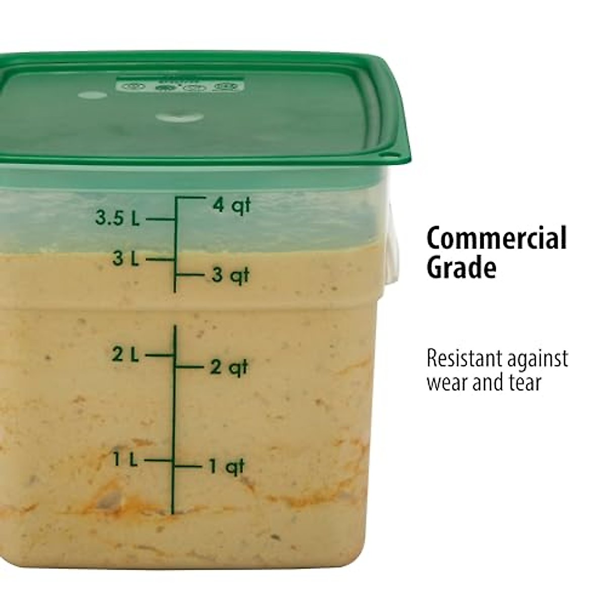 Cambro Food Storage Containers with Lids (BPA-Free) - 4 QT (Quart) Square Food Storage Container with Lid (2 Pack)