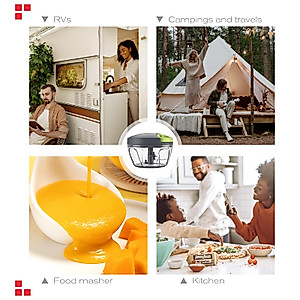 Manual Food Processor Vegetable Chopper, Ourokhome Portable Hand Pull String Garlic Mincer Onion Cutter for Veggies, Ginger, Fruits, Nuts, Herbs, etc, 2 Cup, Grey.