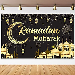 Ramadan Mubarak Party Decorations Eid Mubarak Backdrop for Ramadan Party Supplies Banner Photo Booth Prop