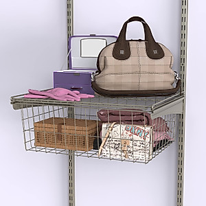 ClosetMaid ShelfTrack Wire Basket Add-On Drawer, Compatible with Drawer Frame Hardware, Nickel Finish