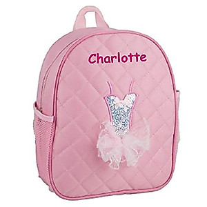Princess Personalized Quilted Pink Tutu Themed Backpack Dance Bag - 12 Inches