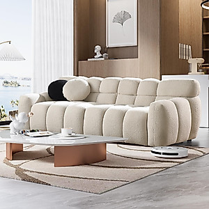 DAMAIFROM Boucle Cloud Couch for Living Room, 86" Modern Upholstered Couch, Tufted Casual Sofa with 2 Pillows, Deep Seat Couch Sofas for Office, Apartment, Beige