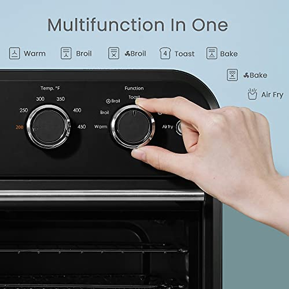 COMFEE' Retro Air Fryer Toaster Oven, 7-in-1, 1250W, 14QT Capacity, 4 Slice, Fry, Bake, Broil, Toast, Warm, Convection Black, Perfect for Countertop (CO-A101A(BK))