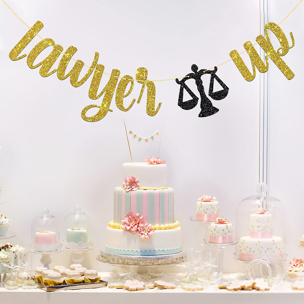 MonMon & Craft Lawyer Up Banner / Law Graduate Party Decor / Congrats Lawyer Graduation Activities / Law School Graduation Party Decorations Gold Glitter