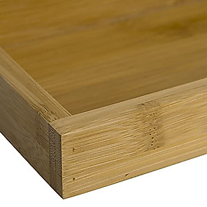 Allure Home Creation Kismet 4-Piece White Ceramic with Bamboo Bathroom Countertop Accessory Set, White and Natural