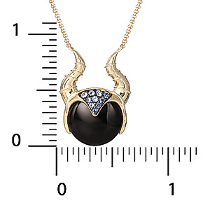 Disney Jewelry Villains Necklace - Maleficent Pendant, Onyx, Cubic Zirconia, Yellow Gold over Sterling Silver, 18"