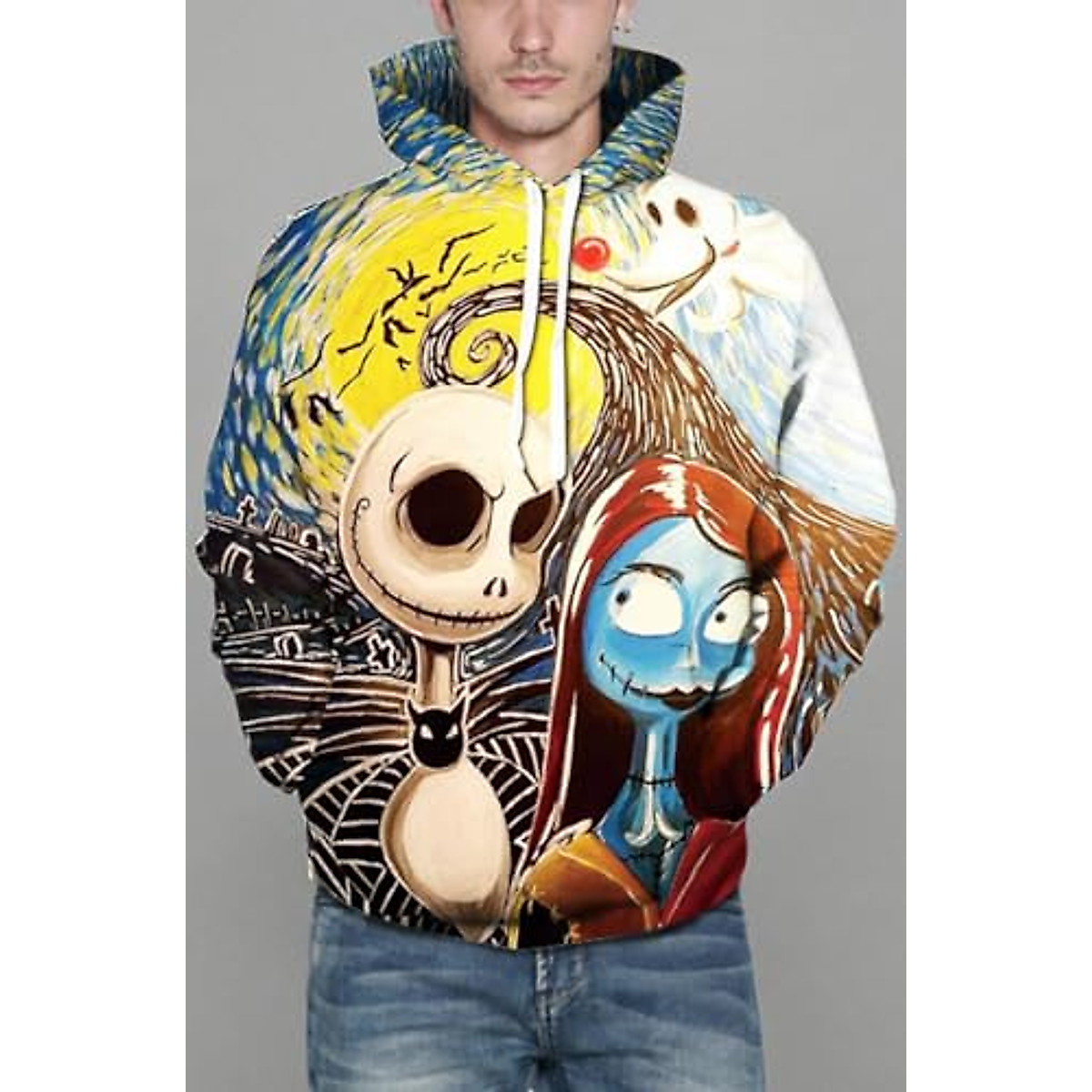 Chaos World Men's Novelty Hoodie Realistic 3D Print Pullover Unisex Casual Sweatshirt(5XL,2 Skull Girl)
