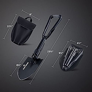 24" Larger Folding Shovel, High Carbon Steel Collapsible Shovel for Camping, Hiking, Digging, Backpacking, Sawing, Car Emergency, Portable Lightweight Survival Snow Shovel, Entrenching Tool