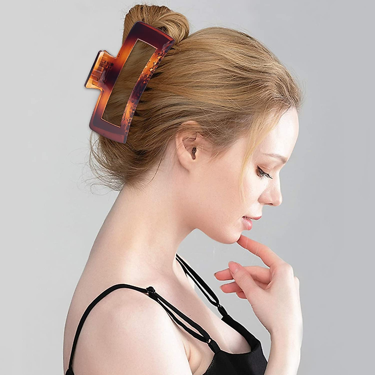 4 Pack Extra Large Hair Claw for Women, 5'' Strong Hold Bright Clamps for Thick and Long Hair, 90's Non-slip Square Jaw Clips for Curly Hair,