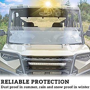 Clear Front Half Windshield for Ranger XP 1000, SAUTVS Lightly Dustproof Durable Poly Half Windscreen for Polaris Ranger XP 1000 / Crew/Diesel/XP 900 2017-2022 Accessories, Replace #2883301