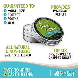 Raw Paws Nose & Paw Balm, 4-oz - Dog Nose Balm & Cat Nose Relief - Essential Frenchie, English Bulldog Accessories - Snout Soother for Dogs & Cats - Dog Nose Butter Dogs Need - Nose Balm Natural