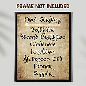 Daily Meals Menu Wall Print - Fan Inspired Home Wall Decor - Second Breakfast Kitchen Sign - Perfect Gift for LOTR Fans - 11x14 - Unframed