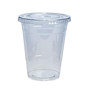 Comfy Package [Bulk Case of 5/100 Sets] 16 oz. Crystal Clear Plastic Cups With Flat Lids