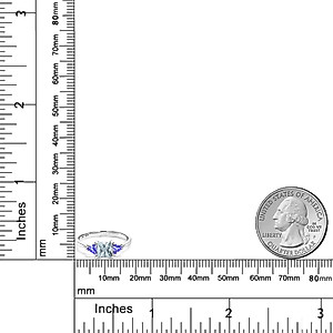 Gem Stone King 10K White Gold Sky Blue Aquamarine and Blue Tanzanite 3 Stone Engagement Ring For Women (0.84 Cttw, Gemstone March Birthstone, Princess Center 5MM, Trillion 3.5MM) (Size 7)