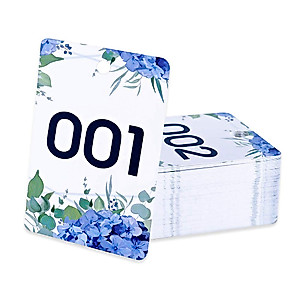FaCraft Live Number Tag 001-100, Floral Purple Live Sale Number Cards,Normal and Reverse Mirror Image Hanger Cards
