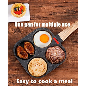 HUPECHAM 4-Cup Egg Pan Nonstick, and Healthy Granite Egg Frying Pan, Versatile Breakfast Skillet for Eggs, Pancakes, Plett, Crepes, Compatible with Gas Stove and Induction Cooktop