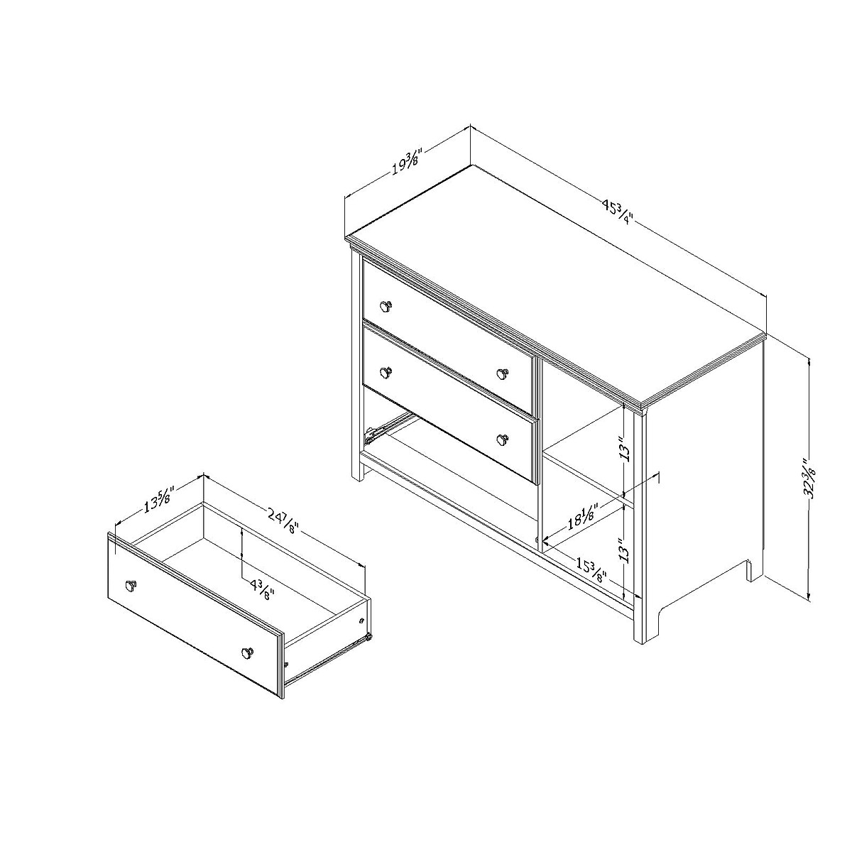 South Shore Cotton Candy 3-Drawer Dresser with Baskets, Pure White