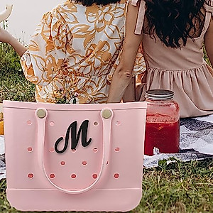 TOYMIS Decorative Lettering for Bogg Bag, 3D Letter Charms for Bogg Bag Alphabet Letters Decor Alphabet Letters for Bogg Bag for Personalizing Handbag DIY White (M,Black)