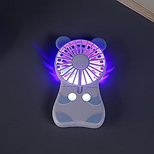 Innerest Mini Cooling Fan Personal Handheld Standable Multi-color LED Lights 2 Adjustable Speeds Travel Camping Festival Uses (Mini One Size, Mouse Fan- Lavender)