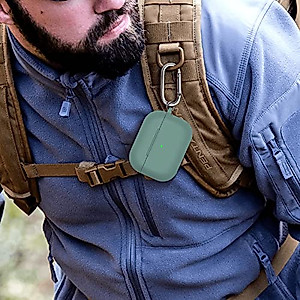 Woyinger Compatible with Airpods Pro Case,Soft Silicone Skin Case Cover Shock-Absorbing Protective Case with Keychain,Front LED Visible-Pine Green