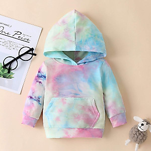 Newborn Infant Baby Girls Sweatshirts Tie Dye Sweatsuit Hoodies Tops Pants 2Pc Tracksuit Fall Winter Clothes Set (Green, 12-18 Months)