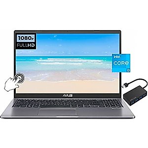 ASUS VivoBook 15 Business Laptop, 15.6" FHD Touchscreen Computer, Dual-core Intel 11th Gen i3-1115G4(Beat i5-10210U), 4GB DDR4 RAM 128GB PCIe SSD, Fingerprint, Backlit, Windows 10 Home+ Accessories