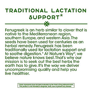 Nature's Way Fenugreek Seed, Promotes Healthy Lactation*, Vegan, 180 Capsules