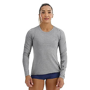 TYR Women's Standard Long Sleeve Sun Protection Performance T-Shirt UPF 50+, Heather Grey