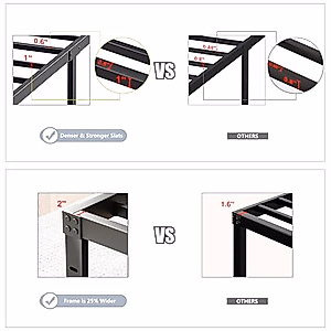 Minimalist Studio Metal Bed Frame – Heavy Duty Mattress Foundation with Anti-Slip Steel Slat Support, Durable Platform Base with Underbed Storage, Easy Assembly (King)