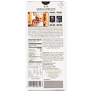 Lindt Excellence Intense Orange Dark Chocolate Bar, 3.5 Ounce