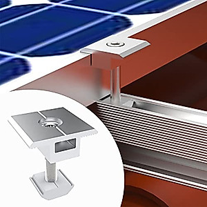 Copgge Solar Panel Middle Clamps Aluminium Solar Panel Mount Mid Clips Solar Panel Center Clamp Solar Mounting Bracket Roof Mount Clamps Solar Rail Mounting System Install Hardware (30mm Pack of 12)