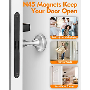 WINONLY Door Stopper, Magnetic Door Stop, Stainless Steel, Magnetic Door Catch, 3M Double-Sided Adhesive Tape, No Drilling, Screws for Stronger Mount, Hold Your Door Open, for Wide Doors (2)