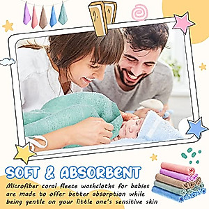 100 Pack Baby Washcloths Bulk 10 x 10 Inch Microfiber Coral Fleece Baby Face Towels Absorbent and Soft Baby Wash Cloths for Newborns Infants and Toddlers