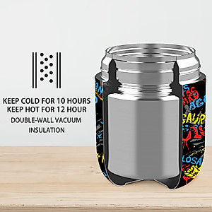 Healthlif 17oz Thermo for Hot Food, Vacuum Soup Thermo Small Kids Hot Food Container with Spoon, Stainless Steel Lunch Box Insulated Food Jar Leak Proof Soup Thermo for Adult Kids（Black）