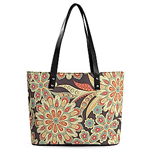 Womens Handbag Flowers Blossom Leather Tote Bag Top Handle Satchel Bags For Lady