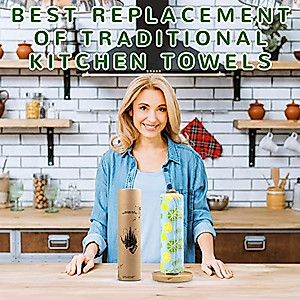 BOJUST Reusable Paper Towels Washable Roll-12 Pieces Eco Cotton Paperless Paper Towels | Napkins Cloth Paper Towels for Kitchen | Zero Waste Products Alternative Paper Towel(Light Lemon, 12 Towels)