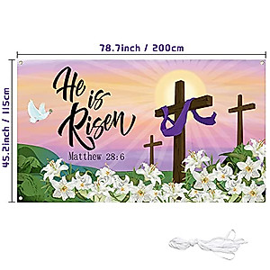 Easter Jesus Backdrop Easter Jesus He is Risen Background Banner Easter Resurrection Background for Easter Day Celebration Party Decor Banner Photo Easter Background Photo Props for Home Outdoor