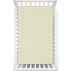 Vintage Themed Fitted Crib Sheet,Standard Crib Mattress Fitted Sheet Ultra Soft Material-Great for Boy or Girl Room or Nursery,28“ x52“,Pastel Brown Pale Slate Blue Champagne