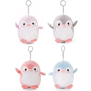 ZODIFEVI 1 Pcs Lovely Penguin Animal Stuffed Doll Plush Toy Keychain Key Holder Bag Pendant Party Favor Gifts Toys For Boys Girls Kids Random Color