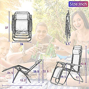 Zero Gravity Chair Patio Lounge Recliners Set of 2 Adjustable Lounge Outdoor Chairs with Pillows for Backyard, Poolside, Garden, Pool, Beach, Lawn, Deck,Yard - Blue