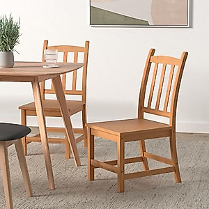 2pcs Bamboo Dining Chairs Simple Design Wooden Bedroom Study Chairs High-Back Wood Natural Color