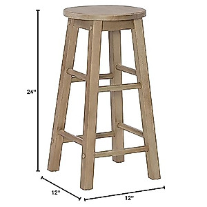 Linon Zeke Grey Wash 24" Counter Stool with Round Seat