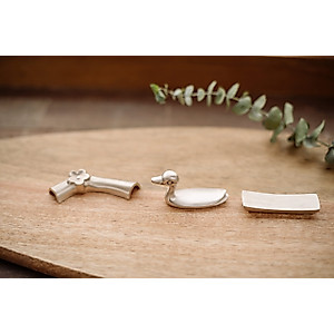 Premium Brassware Cutlery Spoon Rests Korean Traditional Handmade Tableware BANGJJA YUGI, MADE IN KOREA 한국 유기 수저받침 (Duck), Bronze, 7*2cm