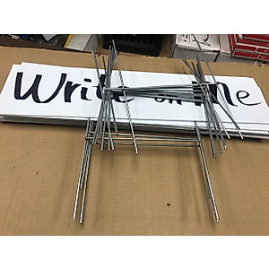 Yard Signs Pkg of 10 White Signs 6''x24'' & 10 Metal Stake H-Frame 9''x12'' for Garage Sale, for Rent, Open House, Estate Sale, Now Hiring, or Political Lawn Signs, Yard Signs (10Sign6x24&10Stake12)