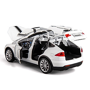 BDTCTK 1/20 Scale Car Model X Toy Zinc Alloy Casting Pull Back Vehicles with Sound and Light Toys for Kids Boys and Girls Gifts (White)