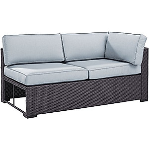 Crosley Furniture KO70129BR-MI Biscayne Outdoor Wicker Single-Arm Loveseat with Mist Cushions - Brown