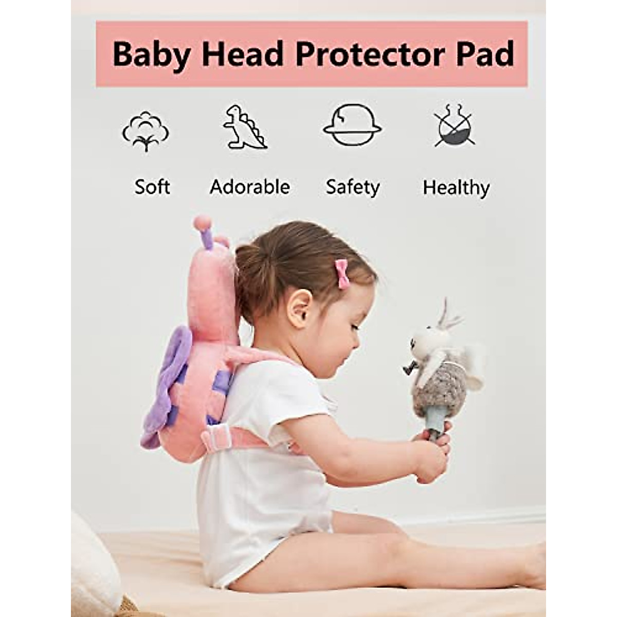 Toddler Baby Head Protection Cushion Backpack Wear,Brown Tiger